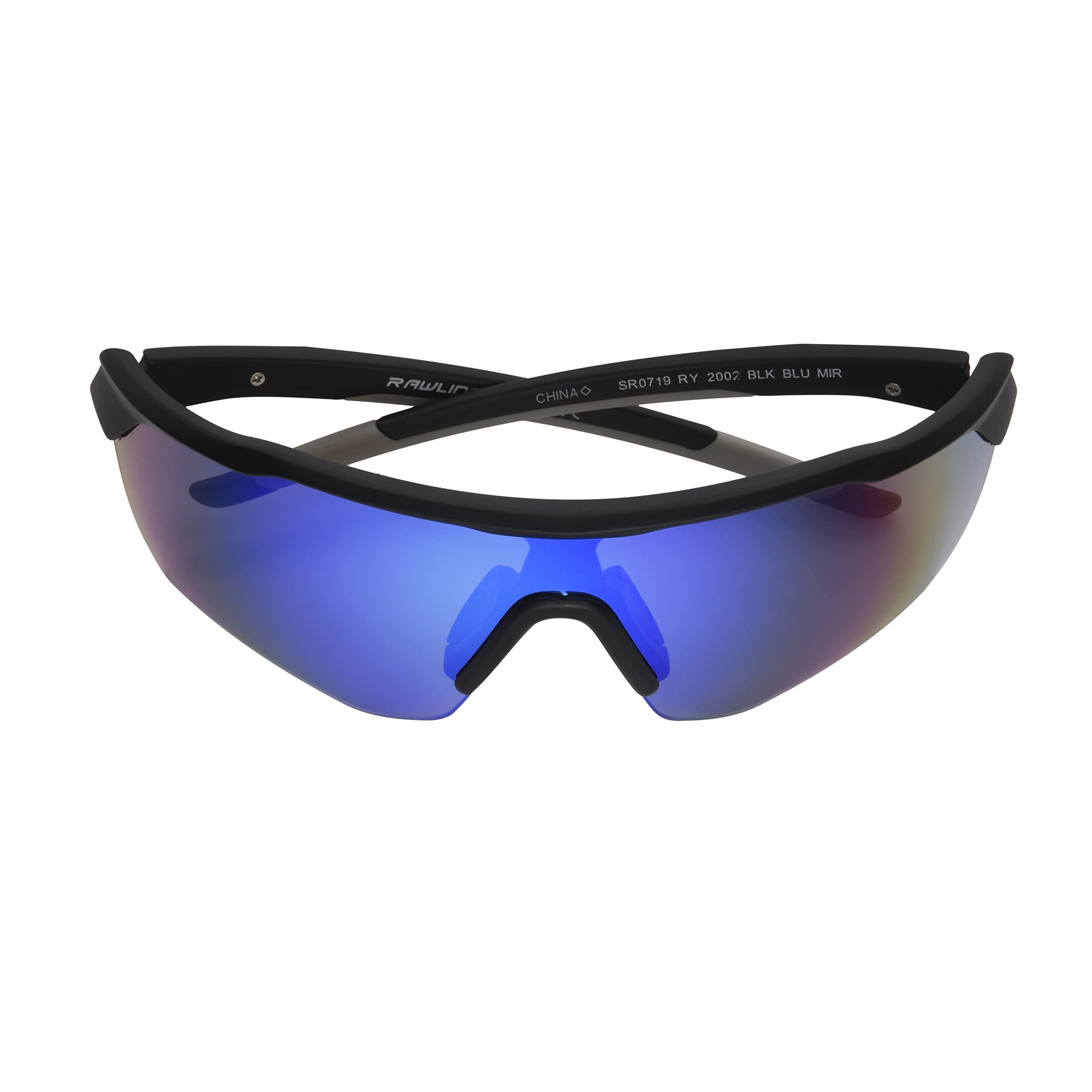 Rawlings Batter Up Youth Baseball Sunglasses, Matte Black/Sky Blue Mirror, 65mm
