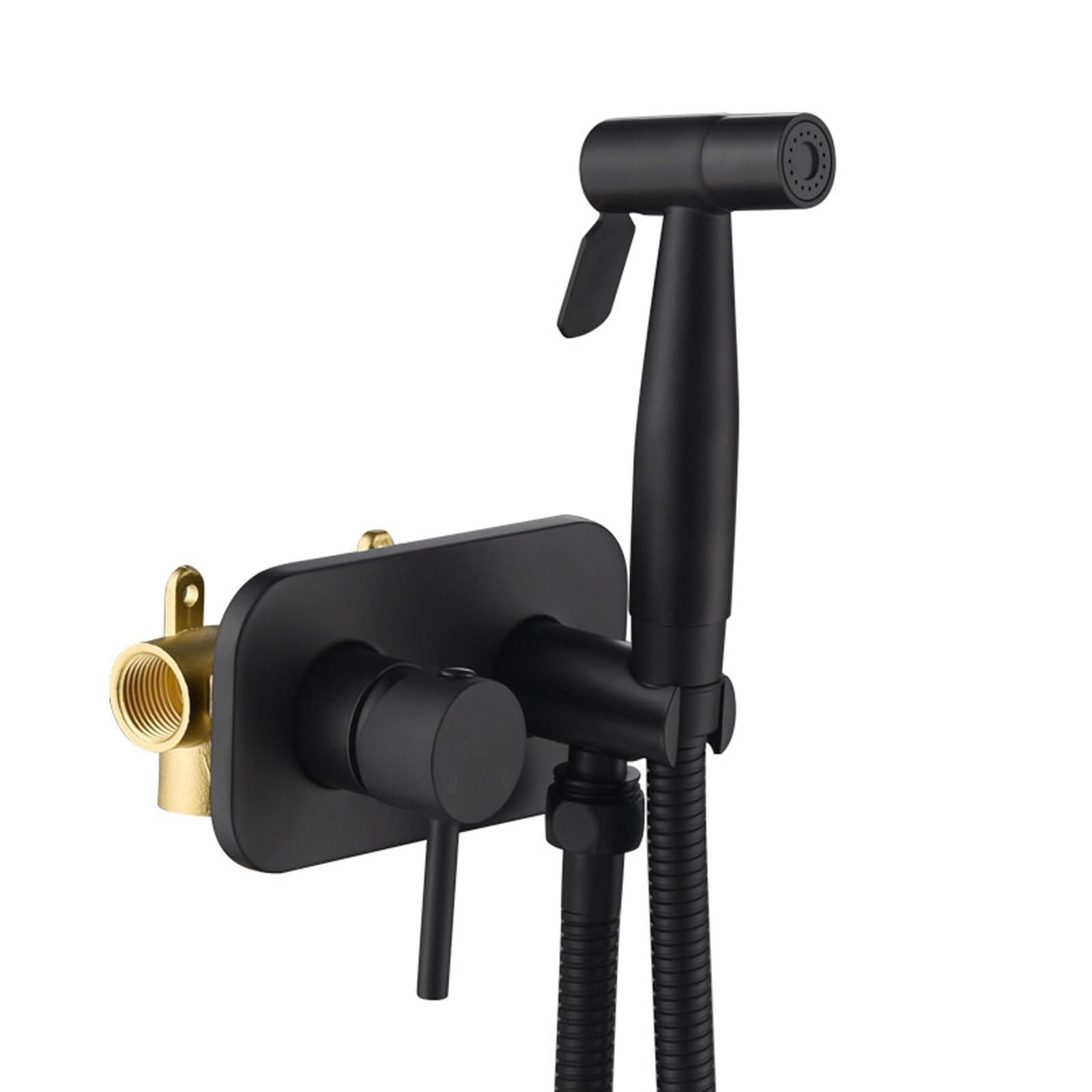 Brass Handheld Bidet Toilet Sprayer, Wall Mount Baby Cloth Diaper Sprayer, Concealed Bidet Sprayer Hot and Cold Water, Handheld Bidet Sprayer for Toilet Cleaning and Personal Hygiene (Black)