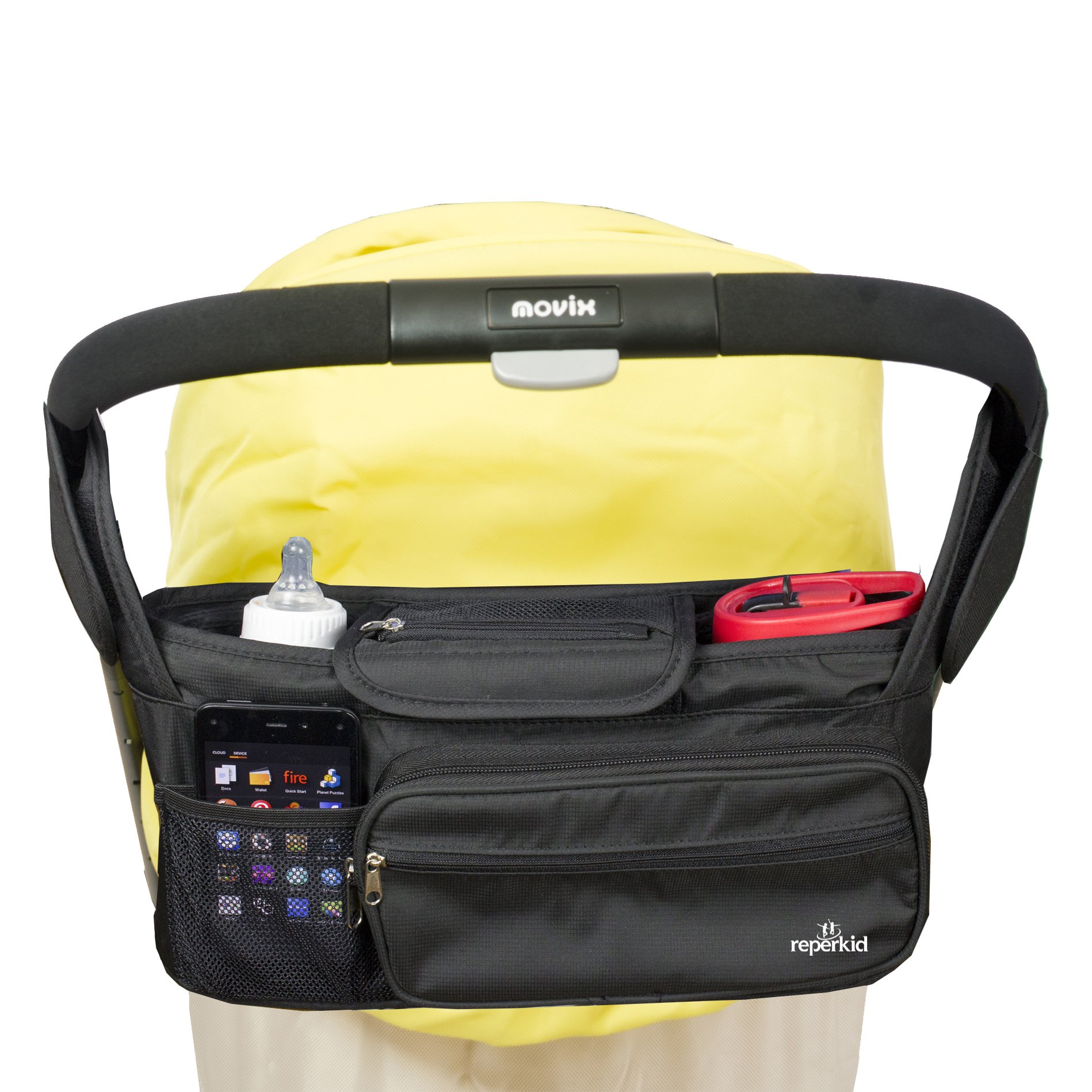Stroller Organizer Bag and Organizer – Large Capacity - Premium Baby Stroller Bags Fits All Types of Strollers - Comes w/Smartphone & Dual Bottle Holder - Great Durability & Design