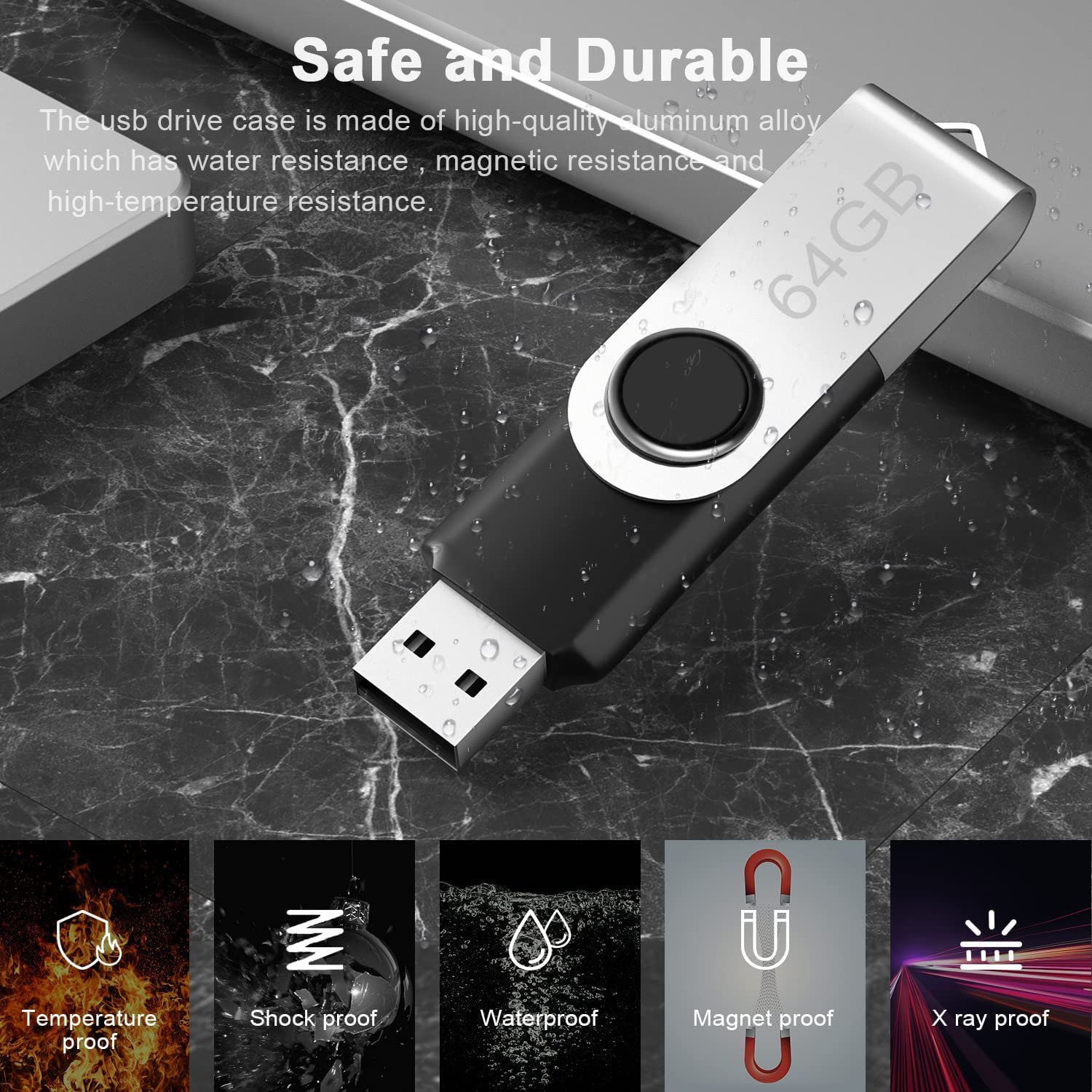 64GB Portable Spinning Flash Drive ,Metal Thumb Drive 64gb High Speed Read and Write Drive USB 3.0 Suitable for Computer/PC/Car Audios/Speakers
