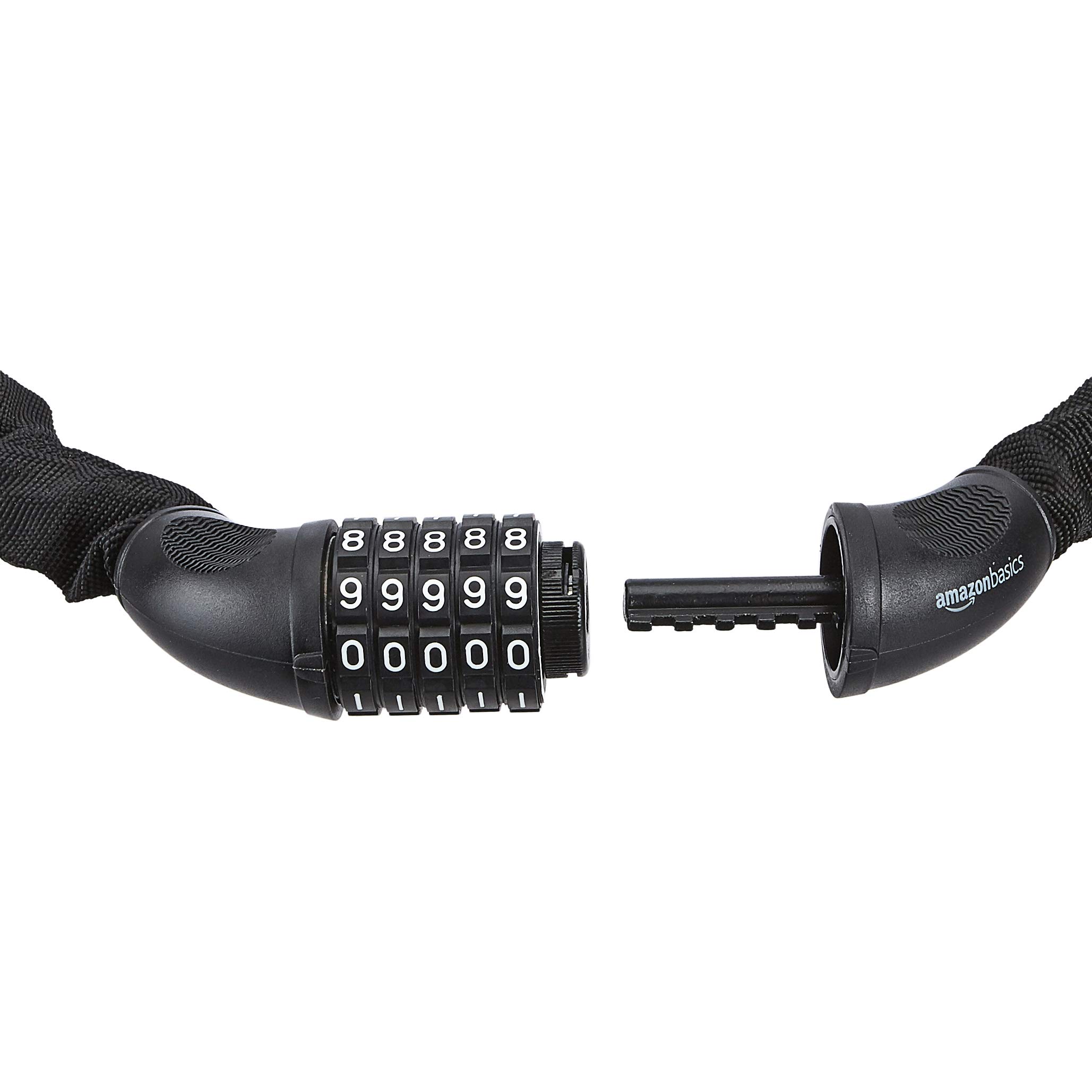 Amazon Basics 5-Digit Bike Combination Lock Chain Cable, 1-Pack, 3.2 ft, Black