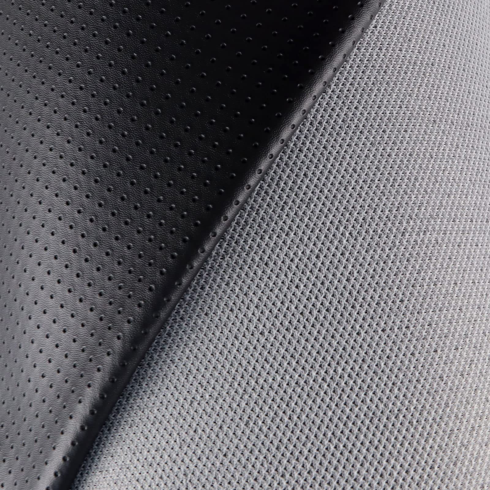 Black Soft Semi Perforated Leather Fabric 0.6mm Faux Marine Vinyl Leather Sheet Breathable & Wear Resisting for Vehicle Interior,Furniture Seats,Hand Made (5yard)
