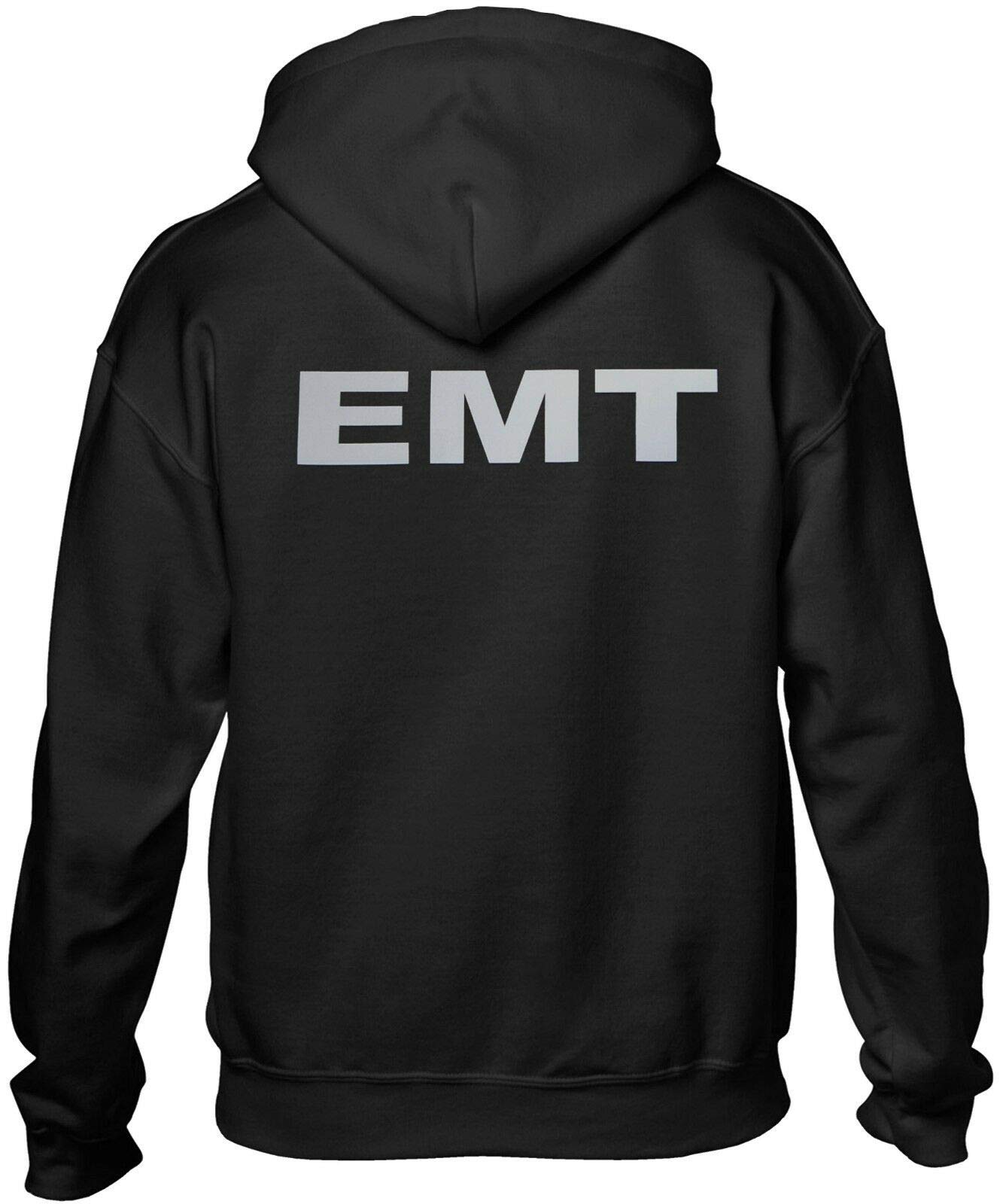 Smart People Clothing EMT Hoody, Reflective Logo Soft Fabric, Medical Emergency, First Responder Black