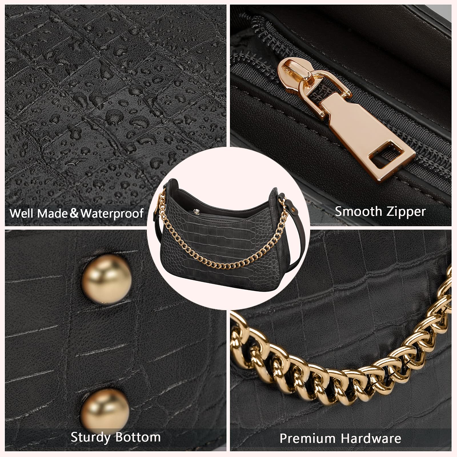 NUBILY Shoulder Bag for Women Trendy Mini Purse Small Handbag with Zipper Closure Tiny Clutch Purses
