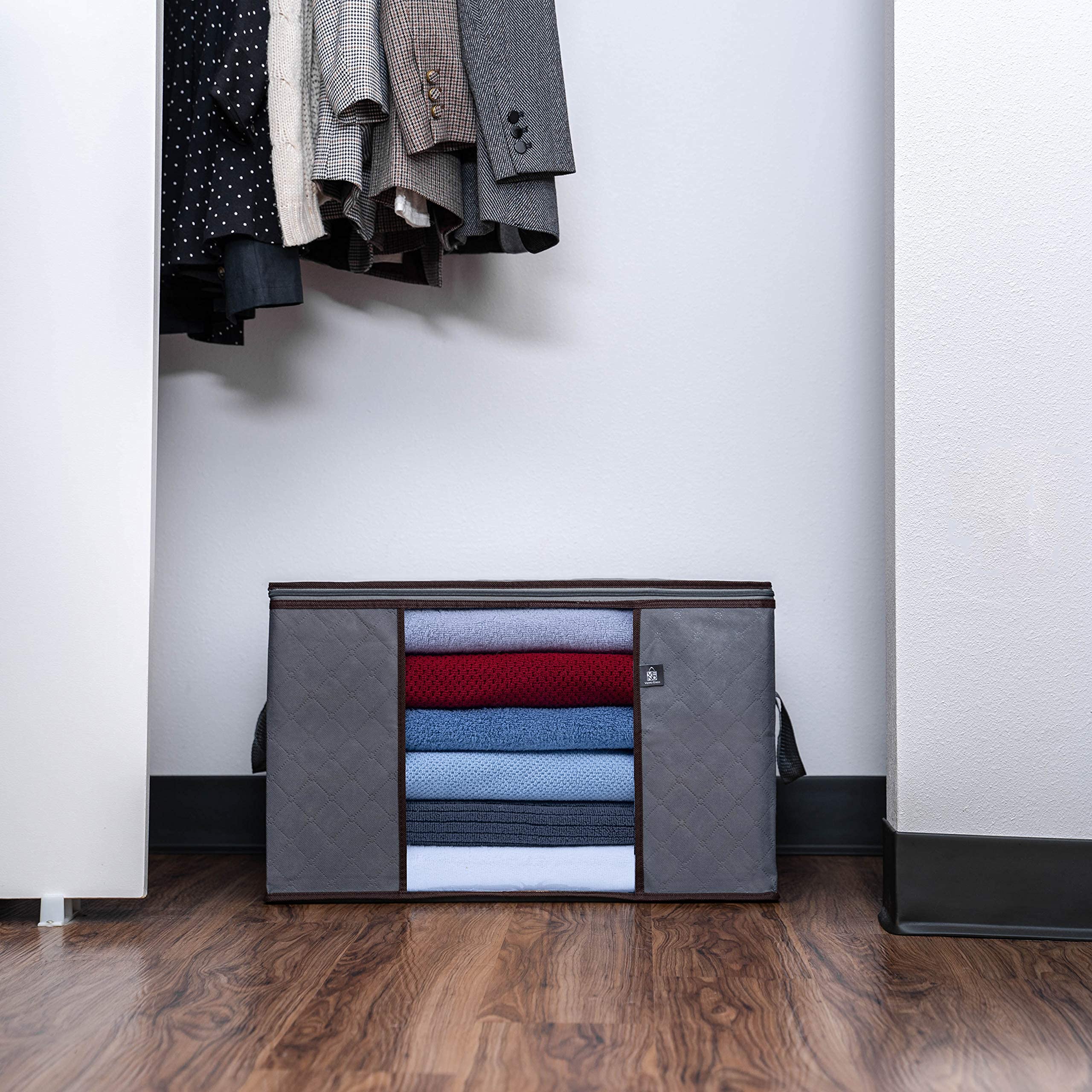 VENO 7 Packs Clothes Storage Bag Organizer, 4 Packs of Cloth Storage and 3 Packs of Tall Blanket Storage
