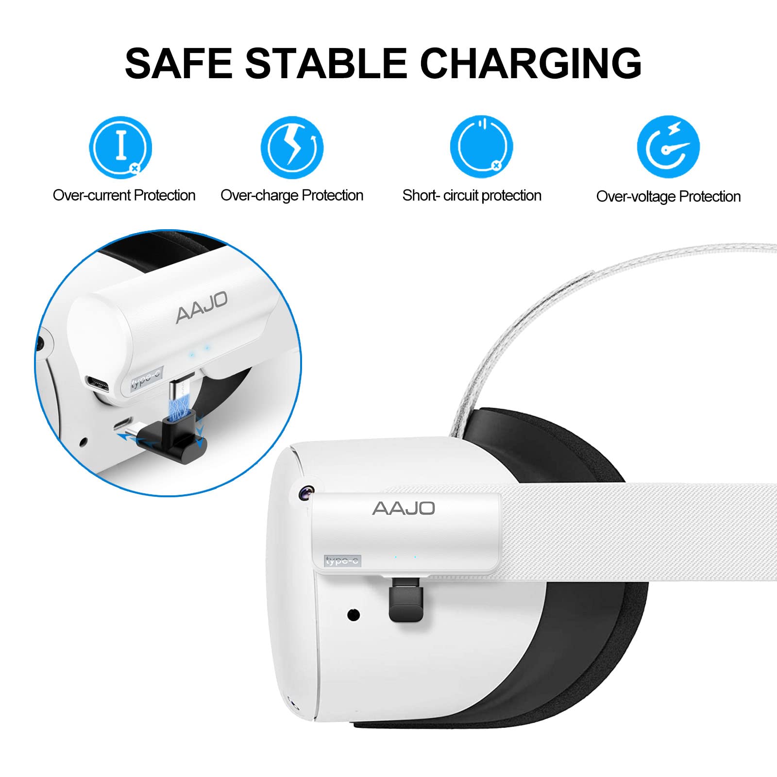 AAJO Power Bank Battery Pack Compatible with Oculus/Meta Quest 2 - Emergency Fast Charging Battery Pack Lightweight Accessories for Quest 2 Extra 1.5 Hours VR Playtime (3350mAh)