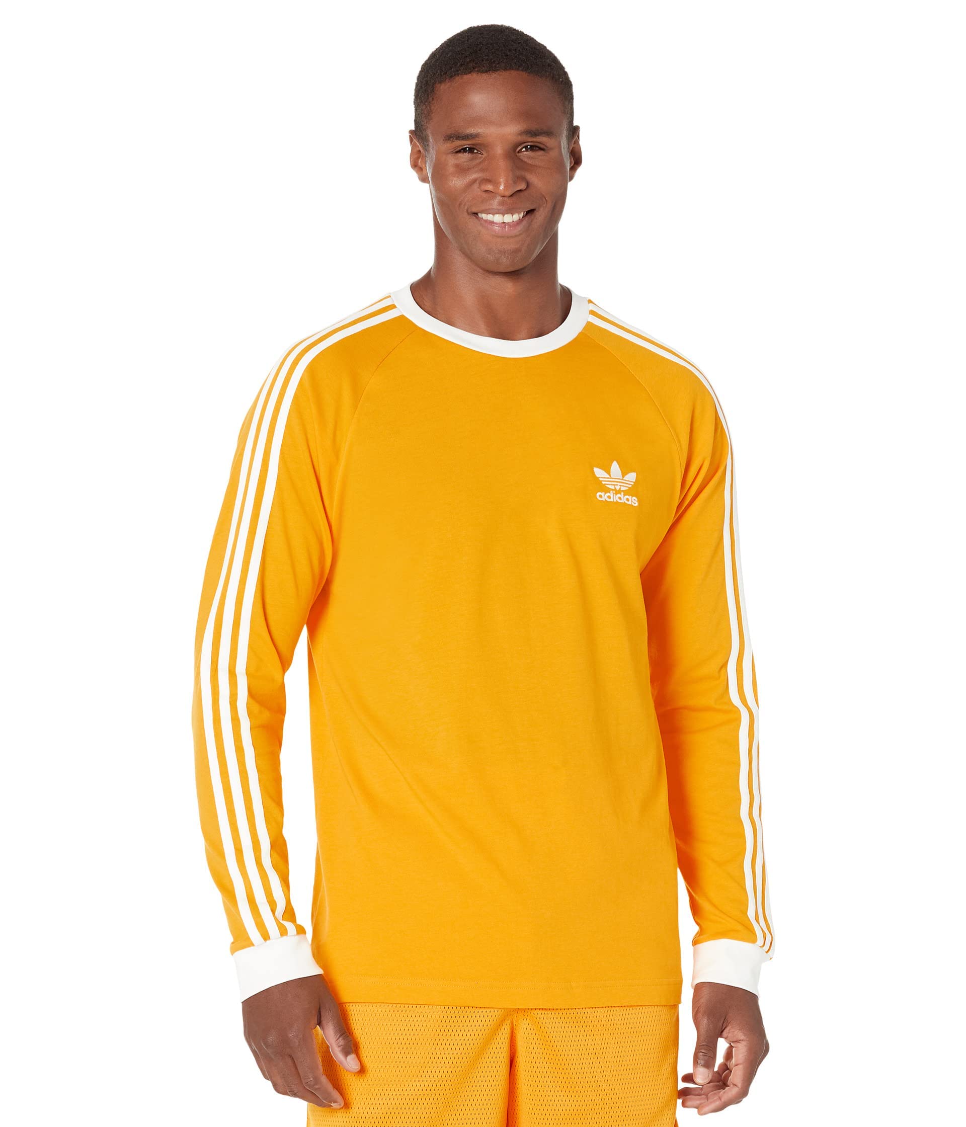 adidas Originals 3-Stripes Long Sleeve Tee Collegiate Gold MD