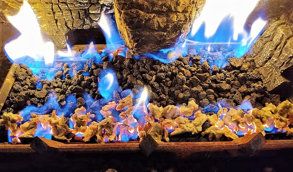 Gas Fireplace Logs ~ Glowing Ember's ~ Premium Rock Wool ~ 3 1/2 Ounces ~ Convenient Storage Hanging Hole ~ Vented Natural Gas Or Liquid Propane Fuels Friendly
