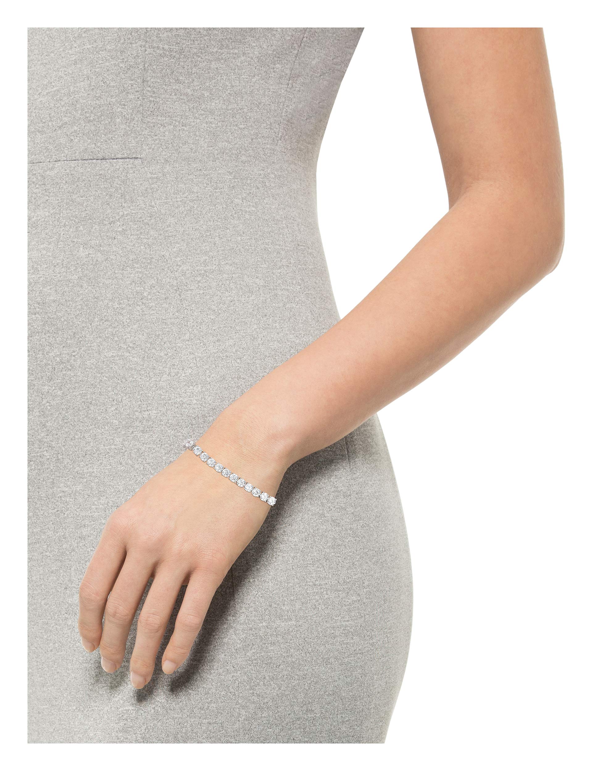 Amazon Essentials Platinum Plated Sterling Silver Round Cut Cubic Zirconia Tennis Bracelet (4mm), 7" (previously Amazon Collection)