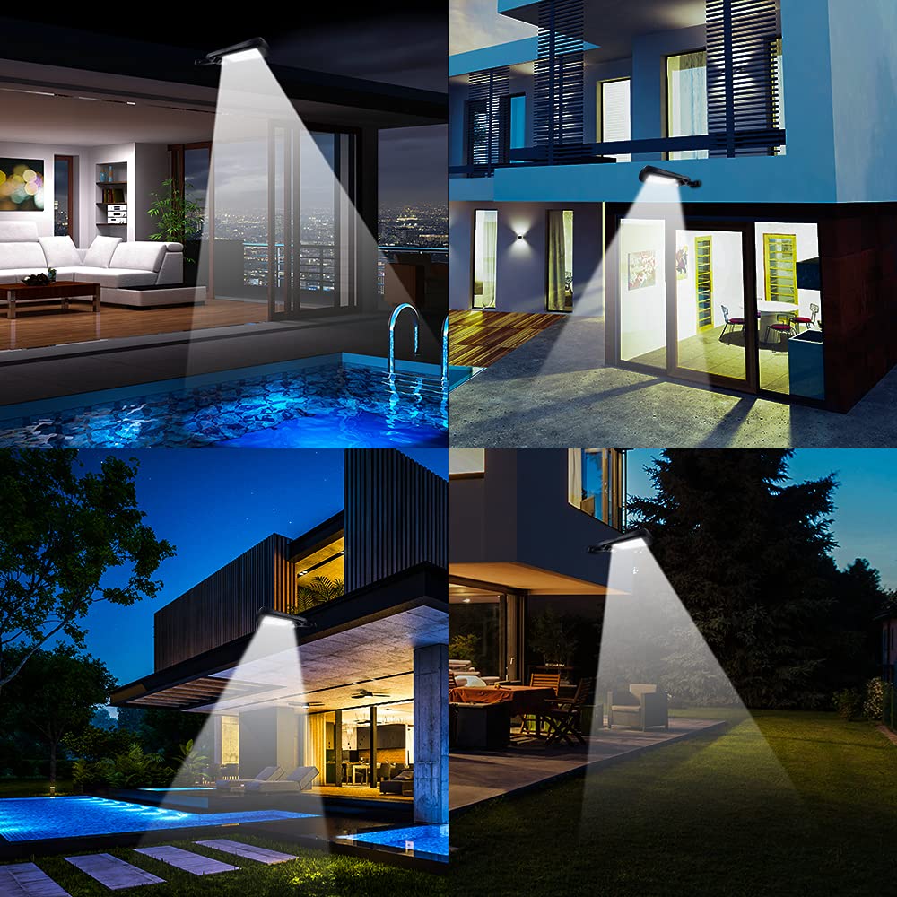 96 Led Solar Street Light Remote Control Solar Parking Lot Lights Motion Sensor Street Lamp with 3 Lighting Modes for Garden Yard Path Garage-2 Pack
