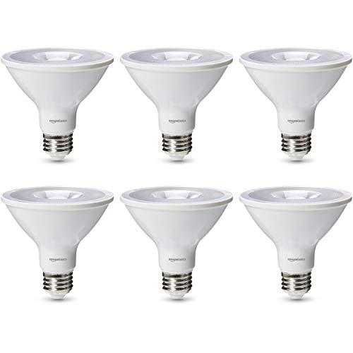 Amazon Basics Commercial Grade 25,000 Hour LED Light Bulb | 75-Watt Equivalent, PAR30S, Cool White, Dimmable, 6-Pack
