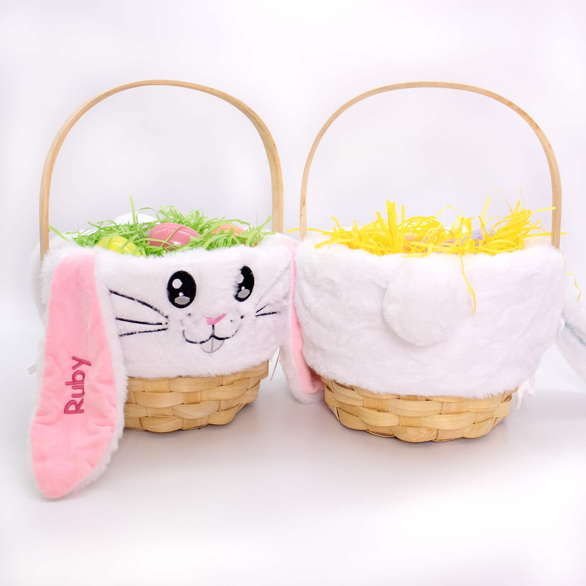 Personalized Bunny Face Easter Basket (Pink)