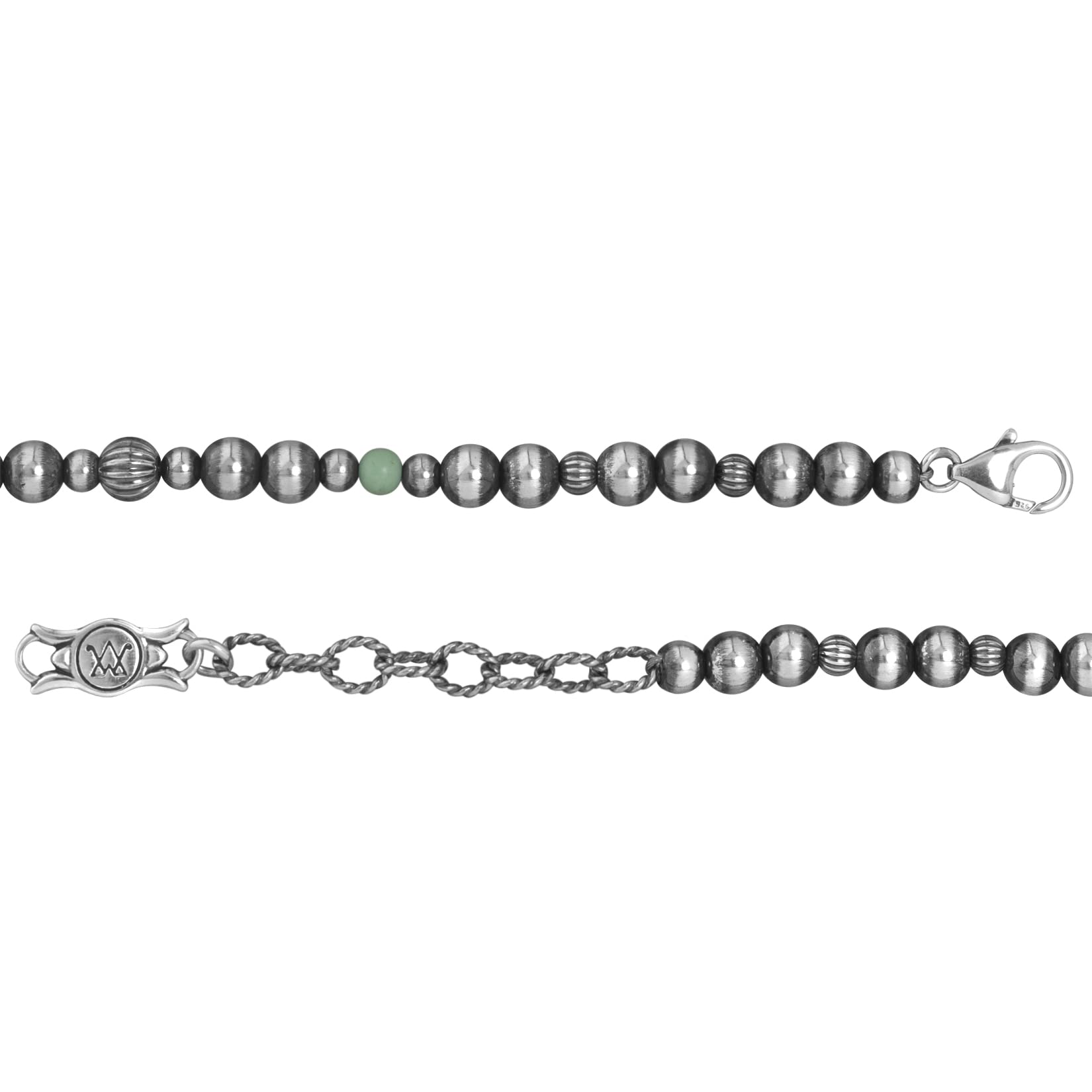 American West Sterling Silver Women's Necklace Multi Gemstone Beaded 18 to 20 Inch