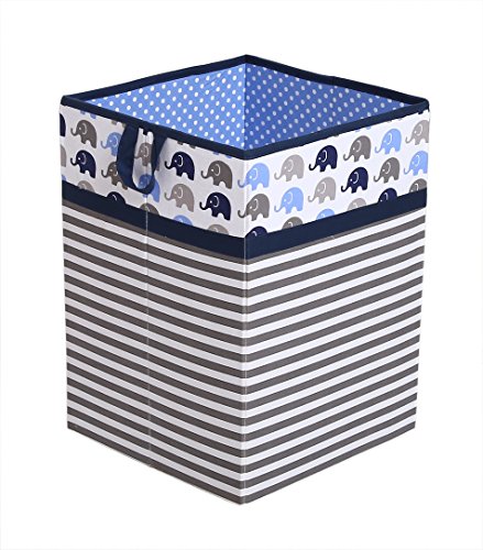 Bacati Collapsible Storage Hamper, Elephants, Blue/Grey, One Size