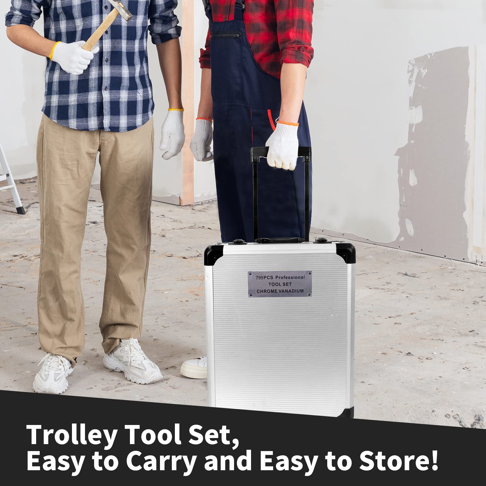 Tool Set with Tool Box, Household Tool Kit, General Home/Auto Repair Tool Set, Storage Case Socket Wrench Sets for Home Maintenance, Perfect for Handyman, Homeowner, Dryer (Silver)