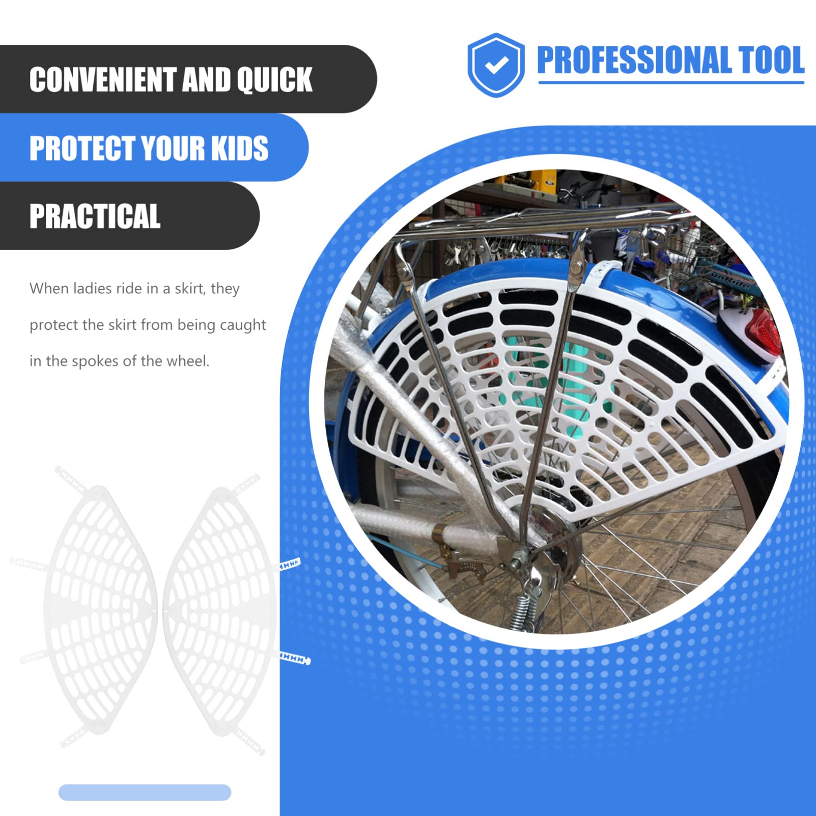 Abaodam Bike Rear Wheel Dress Guard: 2Pcs Electric Bike Screens Bicycle Wheel Mesh Nets