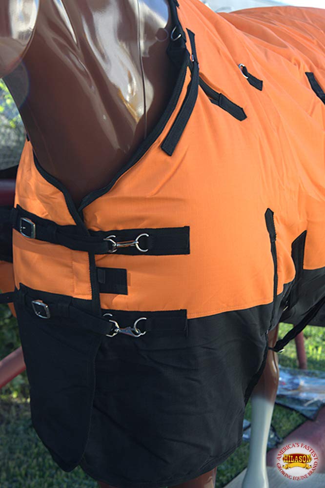 Orange 75 in HILASON 600D Winter Waterproof Poly Horse Blanket Belly Wrap | Horse Sheet | Horse Turnout Sheet | Horse Sheets for Winter | Waterproof Turnout Sheets for Horses