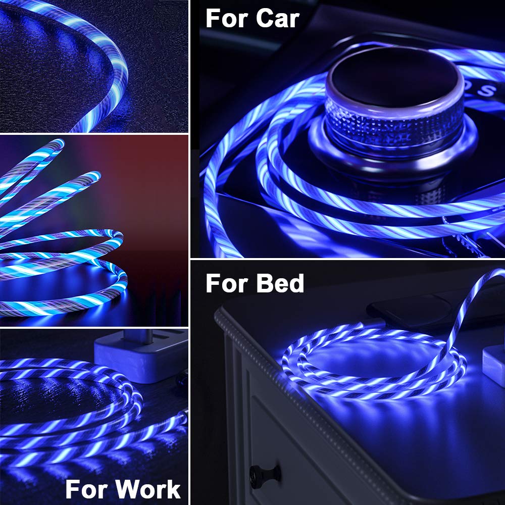 Oliomp iPhone Charger Cable, Apple MFi Certified 3ft LED Light Up Lightning Cable USB Fast Charger Cord High Speed Data Sync Transfer Cord for iPhone 14/13/12/11/11Pro/Max/XS/XR/X/6/7/8 (Blue)