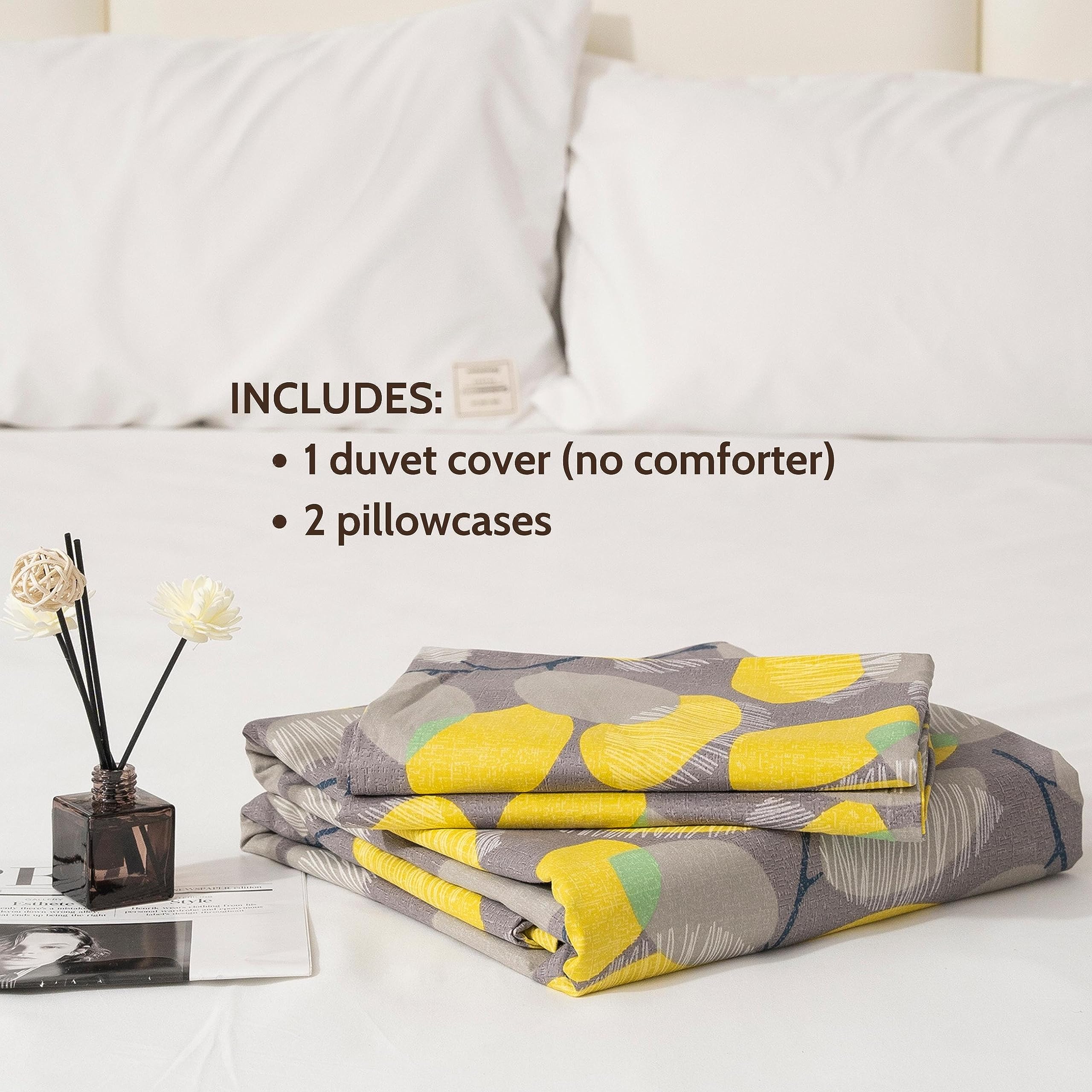 VDhome King Size Cotton Duvet Cover Set, Triangle Pattern Bedding Set, 3 Pieces, Geometric Duvet Cover with Zipper 90"x104" with 8 Corner Ties and 2 Pillowcases 20"x36"