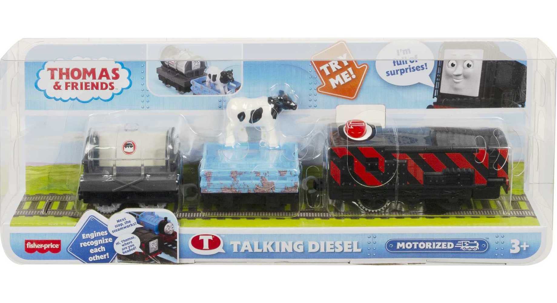 Thomas & Friends Motorized Toy Train Talking Diesel Engine with Sounds Phrases & Cow Cargo for Preschool Pretend Play Kids Ages 3+ Years