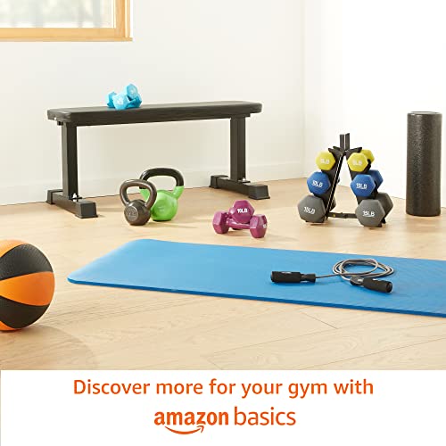 Amazon Basics Rubber Encased Exercise & Fitness Hex Dumbbell, Hand Weight For Strength Training, 25 lb, 11.3 Kilograms, Black & Silver(Pack of 1)