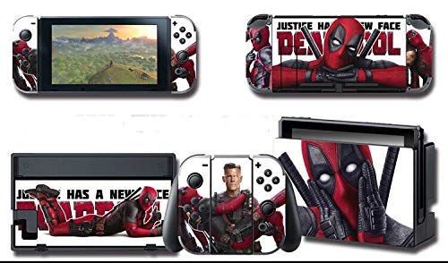 Alvhntr Deadpool Vinyl Skin Decal Stickers for Nintendo Switch, Anime Protector Wrap Cover Protective Faceplate Full Set Console Joy-Con Dock (Deadpool 2392)