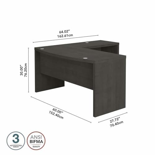Bush Business Furniture Echo L Shaped Bow Front Office Desk in Charcoal Maple, Modern Computer Table for Home or Professional Workspace