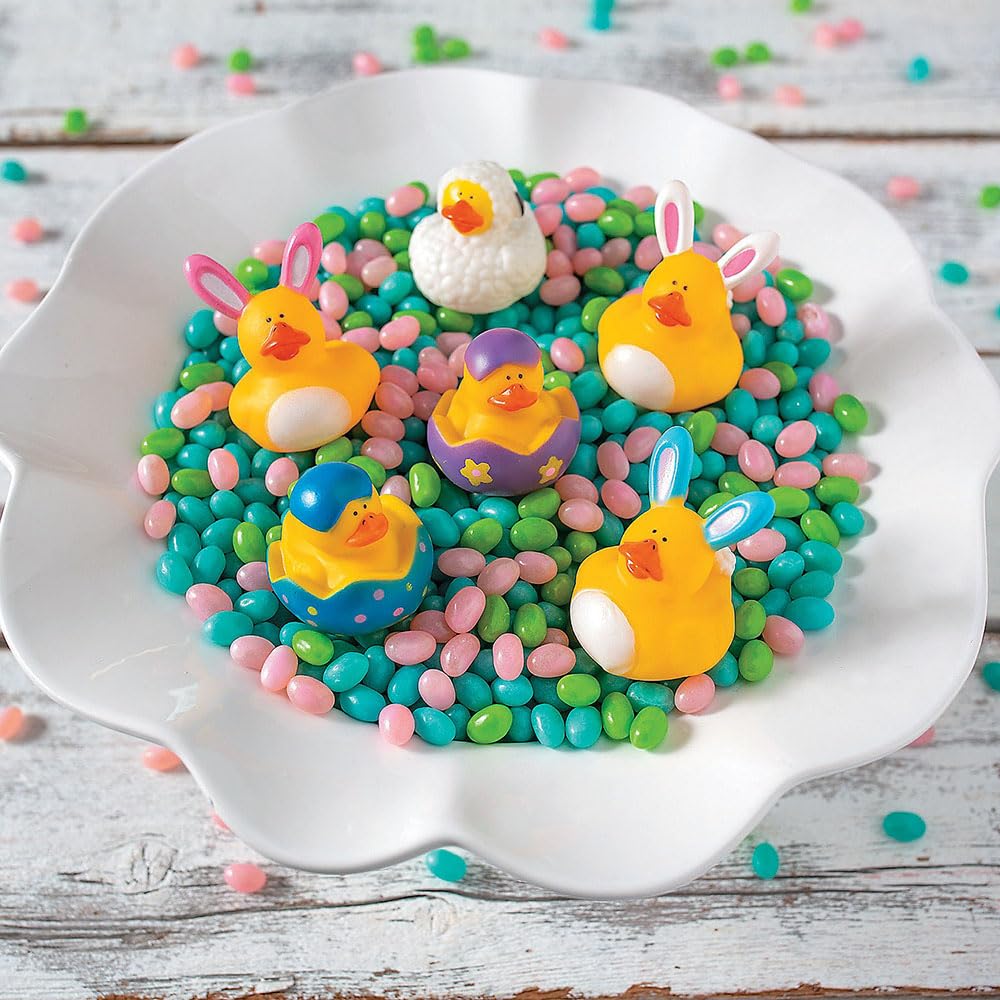 Easter Bunny Rubber Duckies, 12 Pieces, Holiday Toys and Decorations, Treasure Chests Supplies