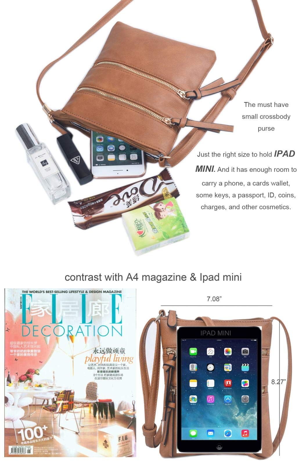 Fanaztee Lightweight Pu Leather Crossbody Purses Bags Small Purse with Multi Pockets for Women Girls