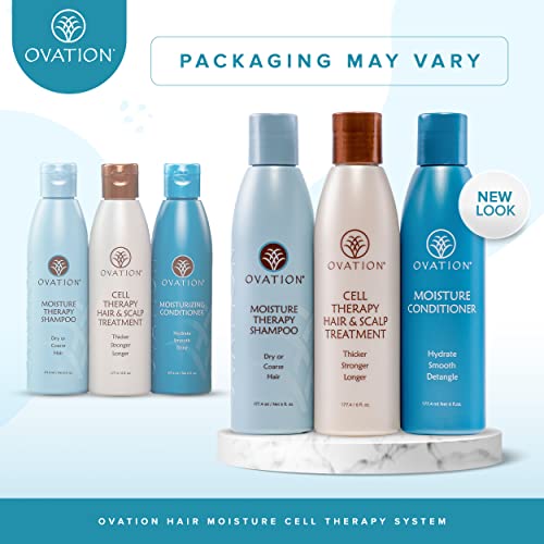 Ovation Hair Moisture Cell Therapy 6 oz System - Moisture Shampoo and Conditioner, Cell Therapy Hair & Scalp Treatment - Hair Treatment Set to Moisturize Thick, Dry Hair