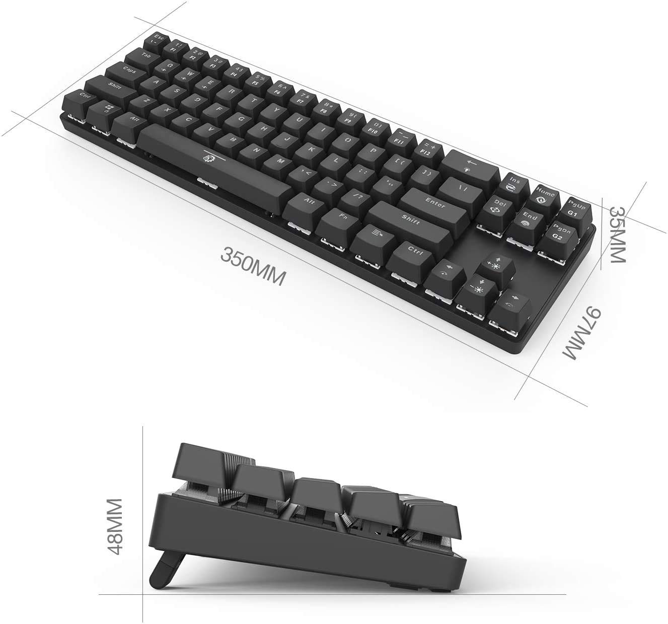 DREVO Calibur 60% Mechanical Gaming Keyboard RGB Backlit Wireless Bluetooth 4.0 and USB Wired 71 Key Compact TKL Red Switch
