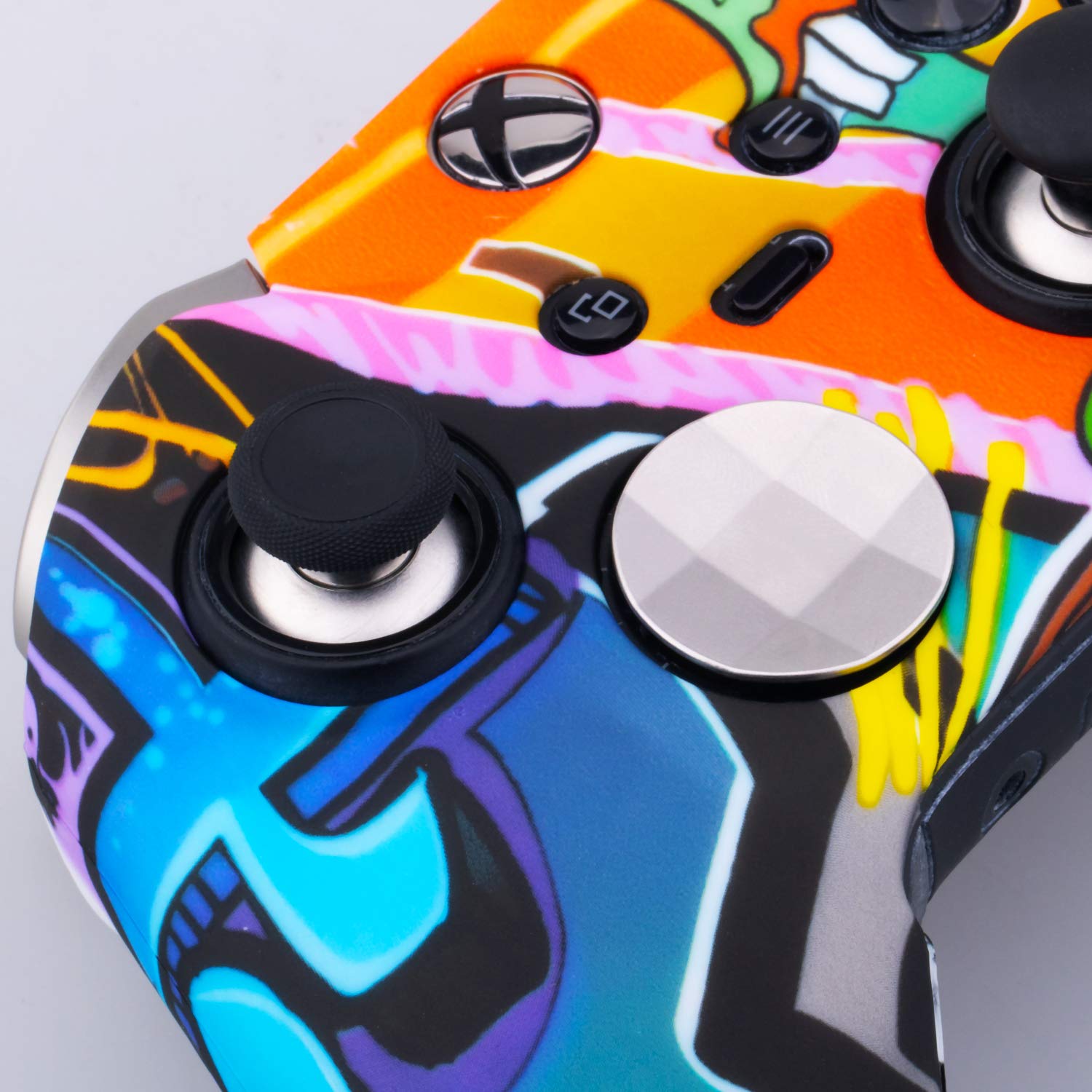 9CDeer 1 x Protective Customize Transfer Print Silicone Cover Skin Cartoon Paints + 6 Thumb Grips Analog Caps for Xbox Elite Wireless Controller Compatible with Official Stereo Headset Adapter