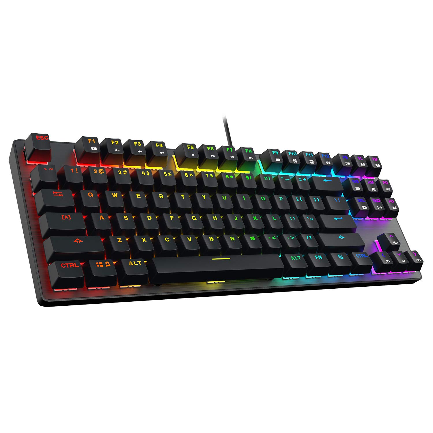 DREVO Tyrfing V2 Customizable RGB Compact 87 Keys Mechanical Gaming Keyboard USB Wired Tenkeyless Programming Macro Media Control Software Support Outemu Red Switch Black