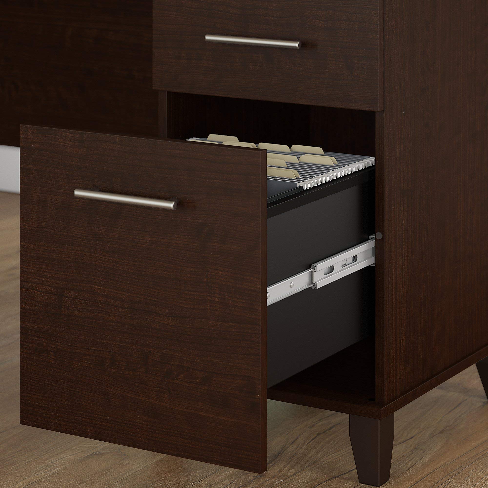 Bush Furniture Somerset L Shaped Desk with Hutch, 72W, Mocha Cherry