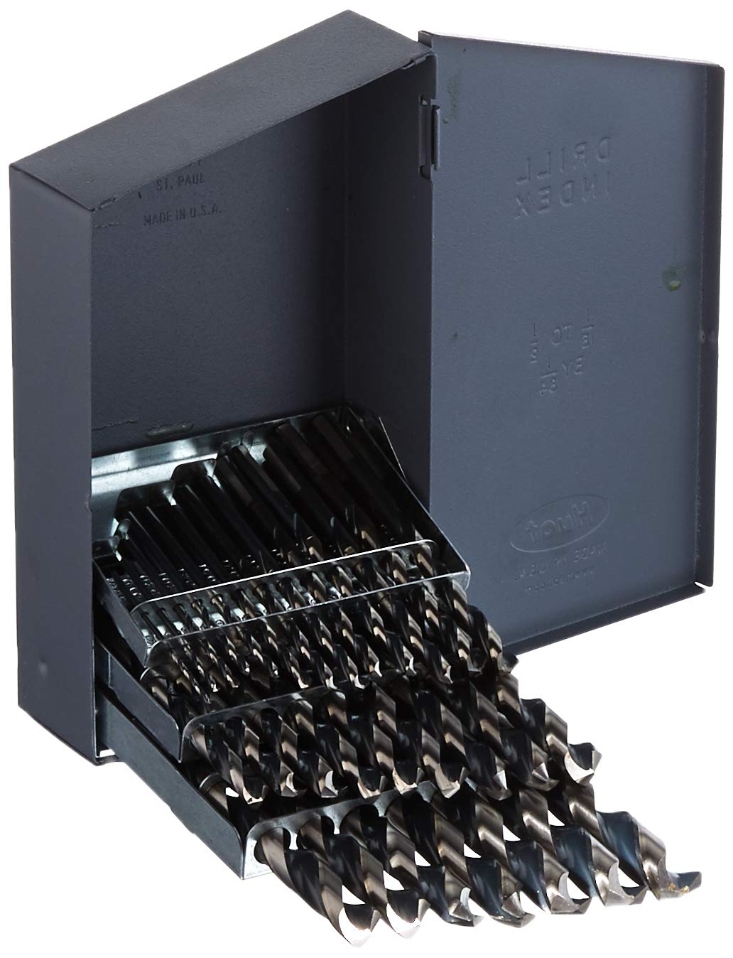 KnKut 29 Piece Jobber Length Drill Bit Set 1/16"-1/2" by 64ths 3/8" Reduced Shank