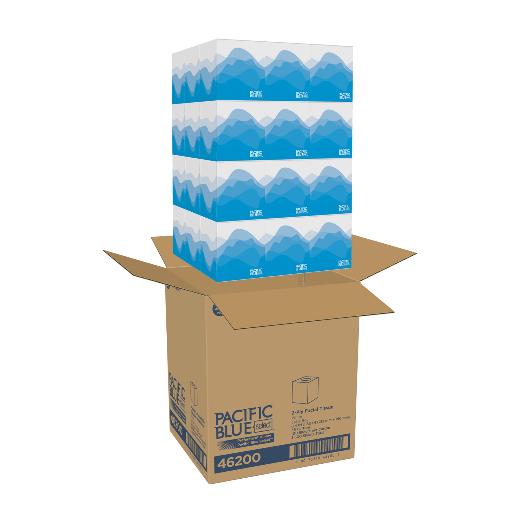 Georgia-Pacific Preference 2-Ply Facial Tissue by GP PRO (Georgia-Pacific) Cube Box 46200 100 Sheets Per Box 30 Boxes Per Case White
