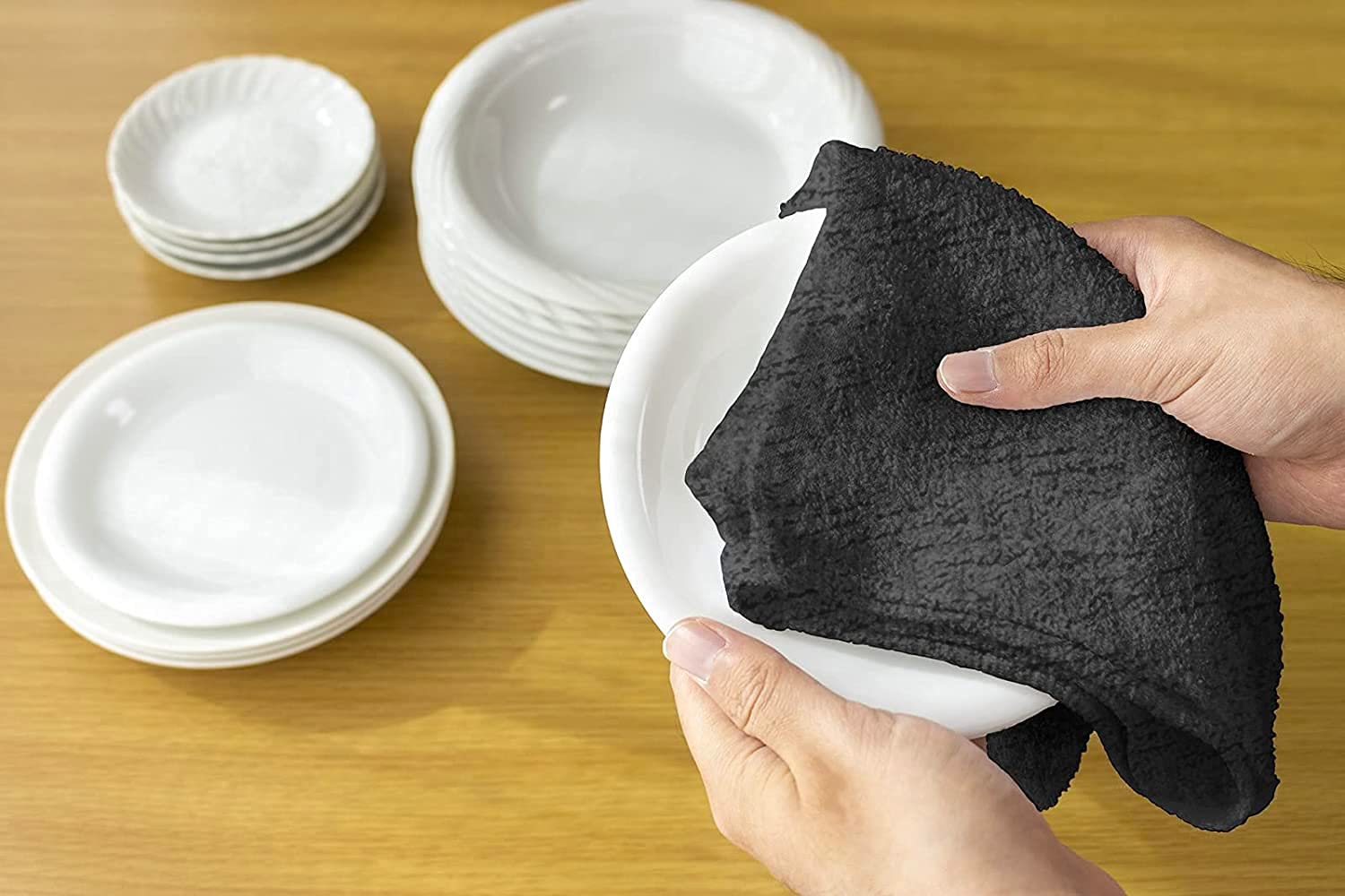 DecorRack 100% Cotton Kitchen Towels, 15" x 25" Absorbent Dish Towels [Premium Quality 400 GSM] Monotone Set (Pack of 4)
