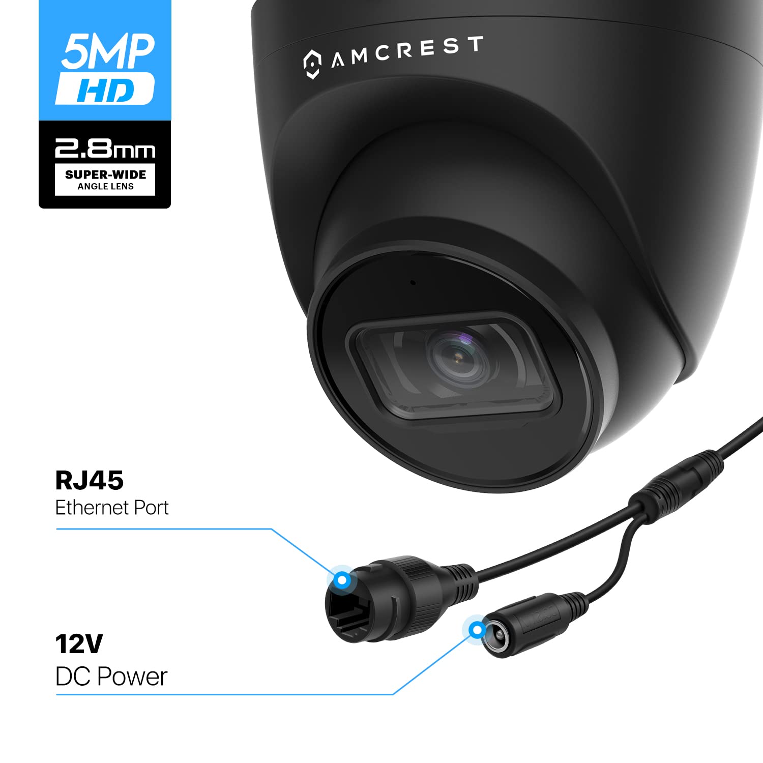 Amcrest 5MP POE Security Camera System Outdoor, 8CH POE NVR, 4pcs 5MP Turret POE Cameras, IP67 Metal Turret POE IP Cameras, Built in Mic, Pre-Installed 2TB Hard Drive, NV4108E-IP5M-T1179EB4-2TB