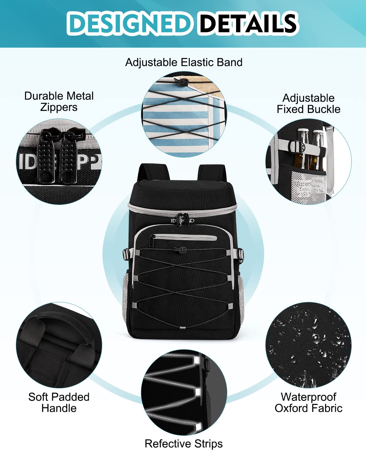 Backpack Cooler Insulated Leak Proof 36 Cans for Women Men, Waterproof Backpack Cooler Bag with Double Decks, Portable Lightweight Lunch Backpack Work Beach Travel Camping Picnic Fishing Hiking Cooler