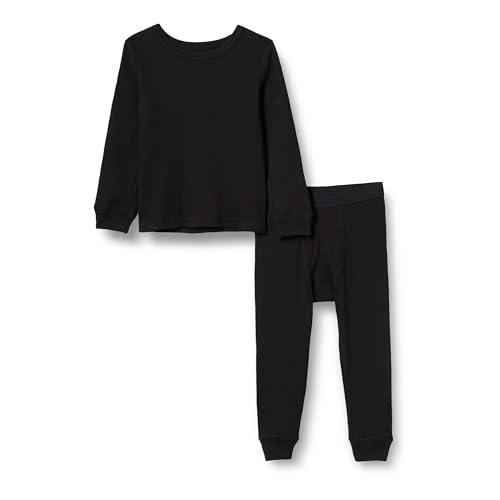 Amazon Essentials Boys' Thermal Long Underwear Set, Black, Large