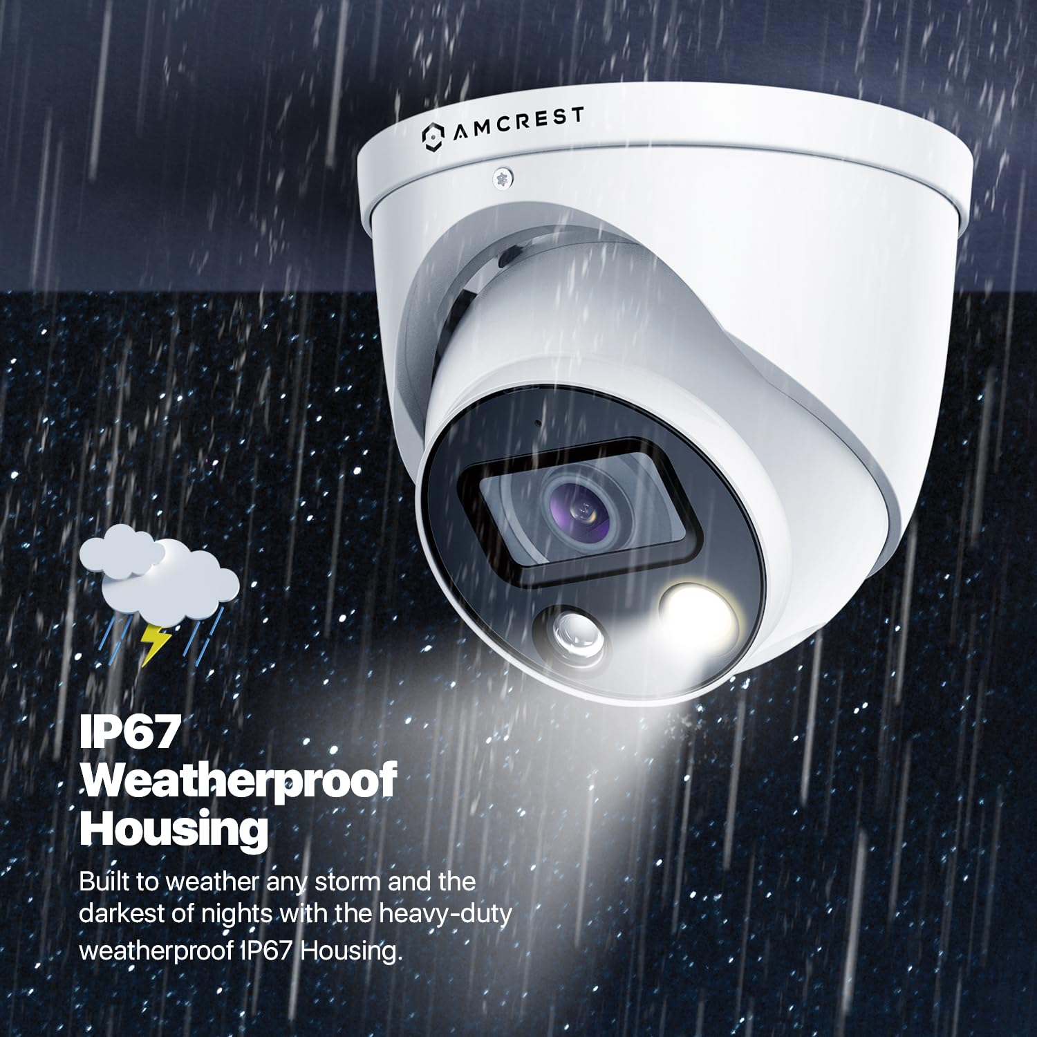 Amcrest UltraHD 4K (8MP) IP POE AI Camera, 4K @30fps, 98ft Night Color Vision F1.0, Security Outdoor Turret Camera, Vehicle & Human Detection, Active Deterrents, Built in Microphone, IP8M-DT3949EW-3AI