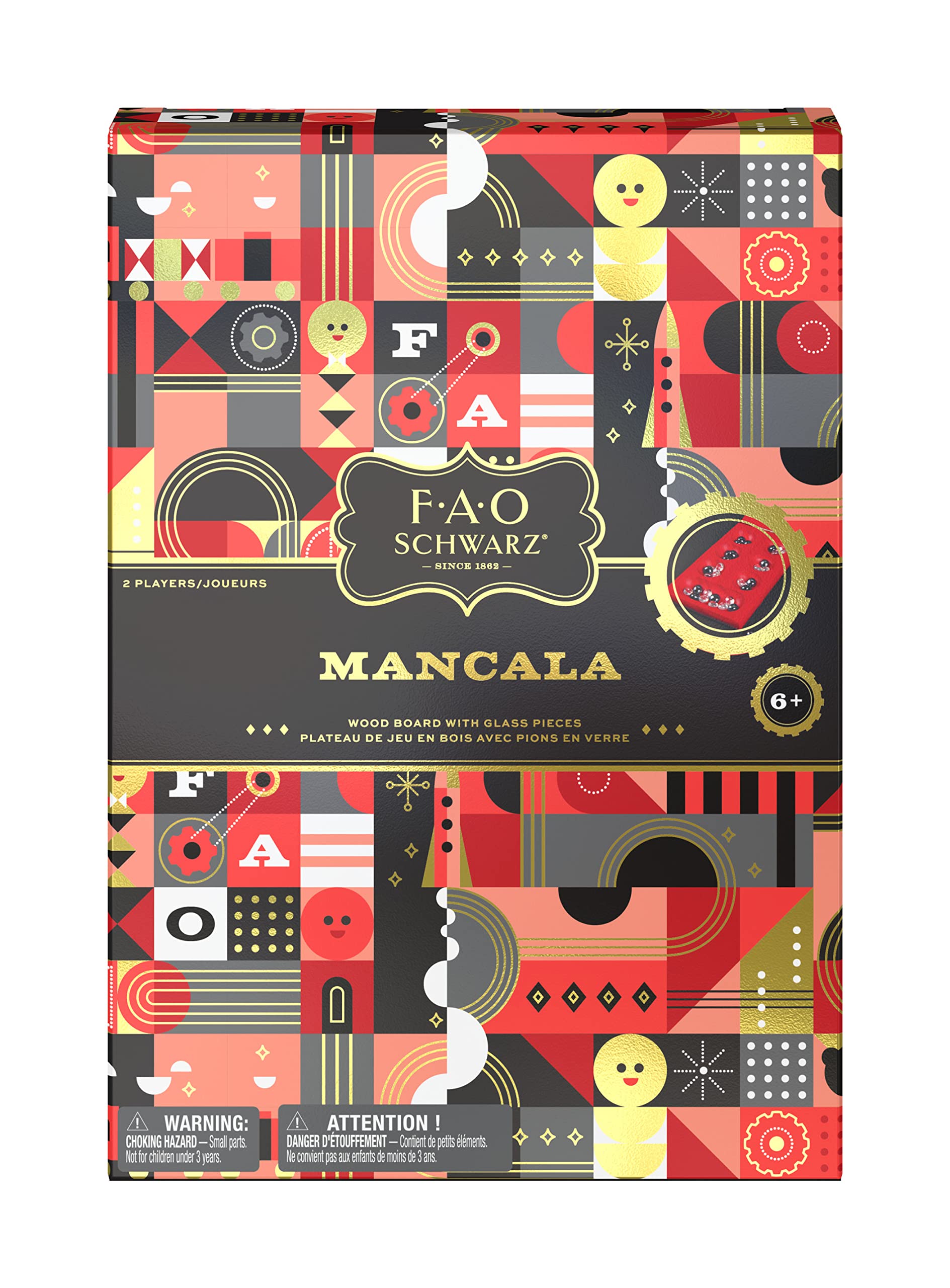 FAO Schwarz Mancala Game with Folding Wood Board, Strategy Game, for Adults and Kids Ages 6 and up