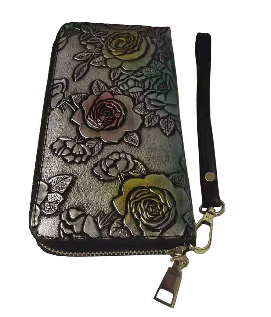 HUAMEIBANG Women's Wallet Genuine Leather RFID Lock Wallet Multi-card Bag Wallet Clutch Bag Wallet Zipper Pocket