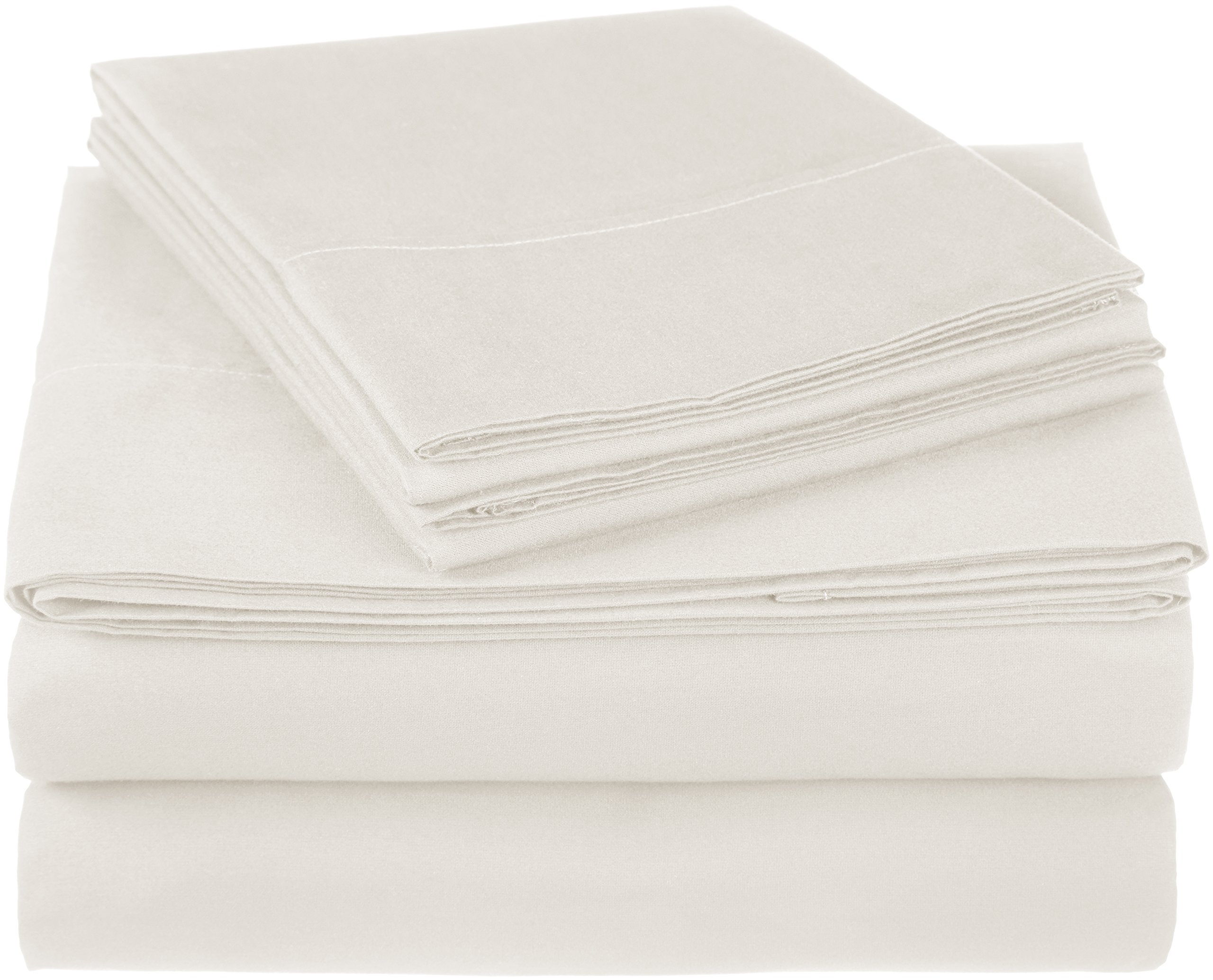 Amazon Brand β Pinzon 300 Thread Count Ultra Soft Cotton Bed Sheet Set, Queen, White