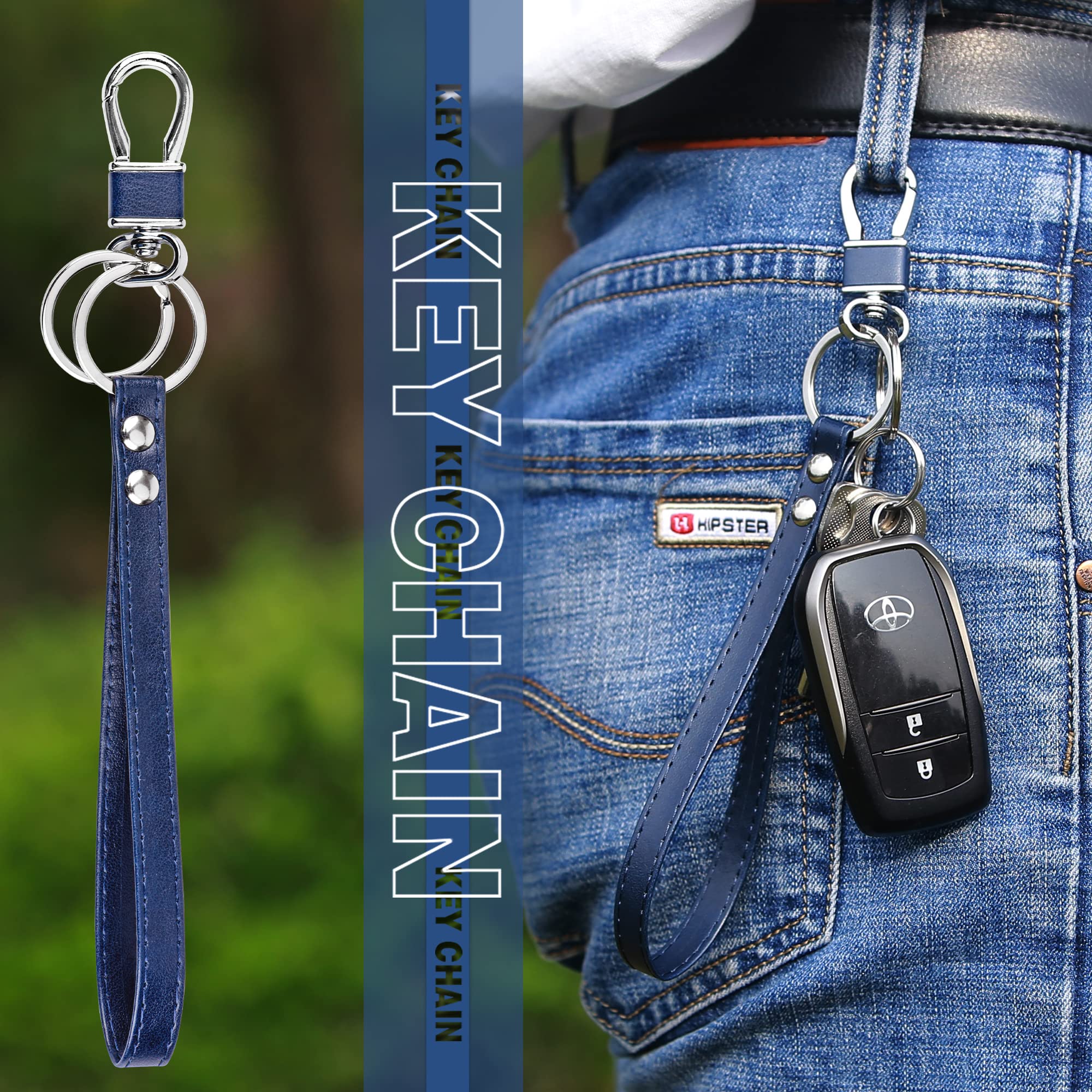 Amazon Essentials - Lanyard Keychain with Detachable Alloy Metal Rings (blue)