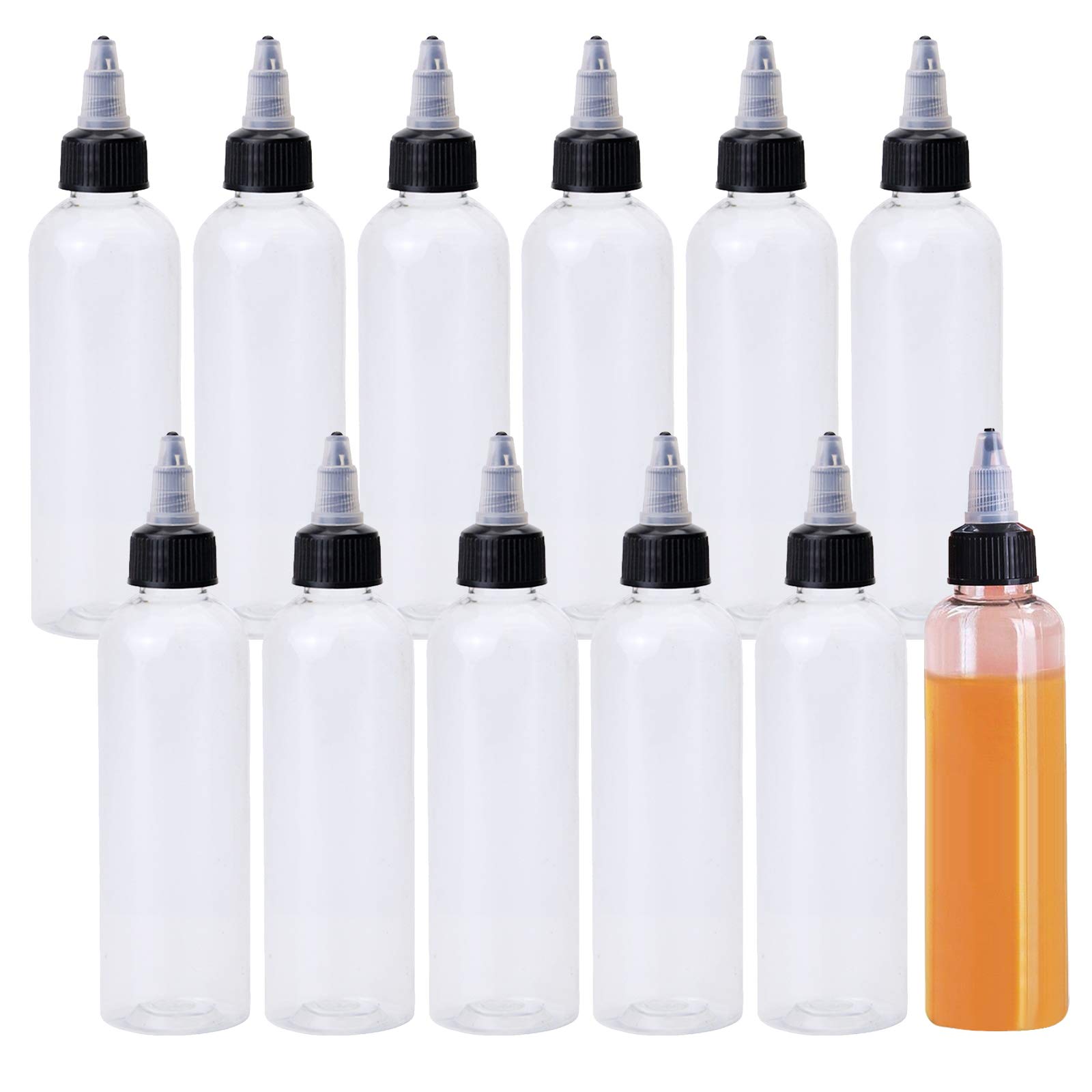 Cheeren 12Pcs 5oz/150ml Plastic Squeeze Dispensing Bottles with Black Twist Cap, Multi Purpose Bottle for Crafts, Art, Glue, Liquid，Kitchen,Household