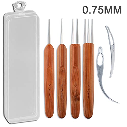 AlyBoto 6Pcs Dreadlock Accessories Dreadlock Crochet Hook Hair Locking Tool Crochet Needles for Hair Dreadlock Crochet Kit Bamboo Handle Crochet Set (6 Pieces/Pack)