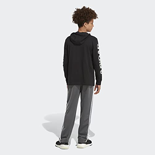 adidas Boys' Long Sleeve Adi Warp Hooded Tee, Black with Silver, Large (14/16)