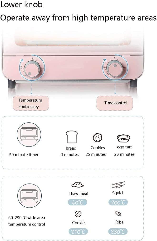 9L Mini Oven,Adjustable Temperature 60-230 ℃ and 30 Minutes Timer Multifunctional Home Baking Oven Baking Cake Convection Countertop Toaster Oven (Blue) (Blue)