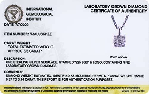 Amazon Collection 2/5 CT TW Lab Grown Diamond Cluster Round Solitaire Pendant on 18" + 3" Chain, Silver, One Size, (R3AUJBKHZZ)